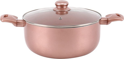 8 Piece Rose Gold Kitchen Cookware Set - Dishwasher Safe Aluminium Pots ...