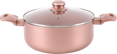 8 Piece Rose Gold Kitchen Cookware Set - Dishwasher Safe Aluminium Pots ...