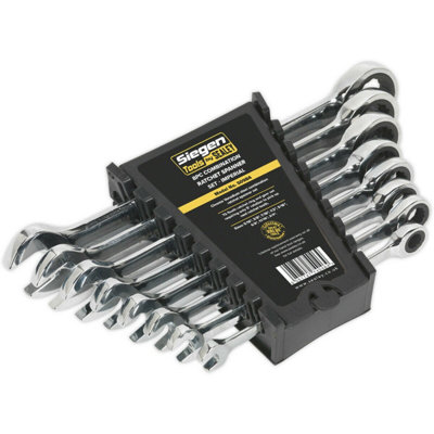 8-Piece Slim Handled Combination Spanner Set with 12 Point Imperial Heads