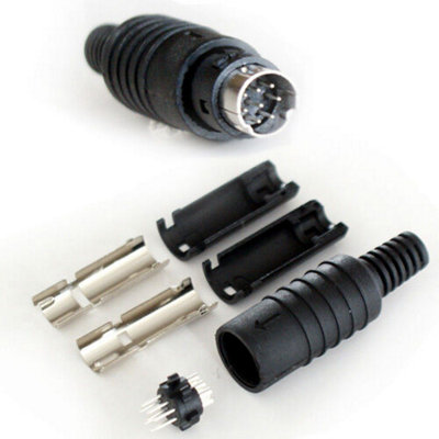 8 PIN Mini DIN Male Solder Connector Audio Video & Data Cable End Plug ...