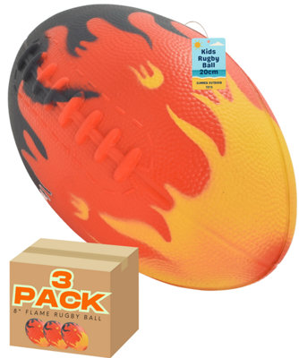 8" Rugby Ball with Fire Flame Hot Design Ball for Kids - 3 Pack
