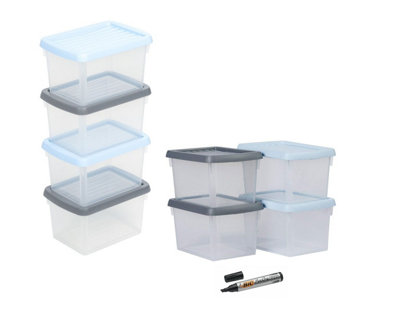 8 Small Storage Boxes With Lids 1.5L Stackable Hobby Craft Box 18 x 12. ...