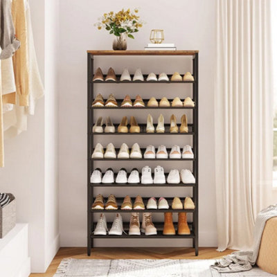 8-Tier Mesh Shelves Shoe Rack Black | DIY at B&Q