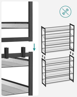 8-Tier Shoe Rack, Set of 2 Stackable 4-Tier Shoe Organiser, Metal Shoe ...