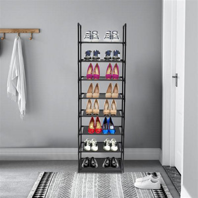 8 Tiers Shoe Rack Stainless Steel Frame Holds 16-20 Pairs Of Shoes