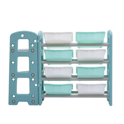 8 Toy Storage Rins Organizer with 3 Tier Corner Shelf Storage Rack