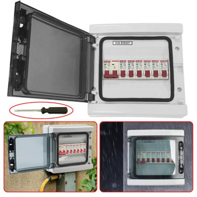 8 Way Consumer Unit Fuse Box 8 MCB Circuit Breakers Isolator Shed ...
