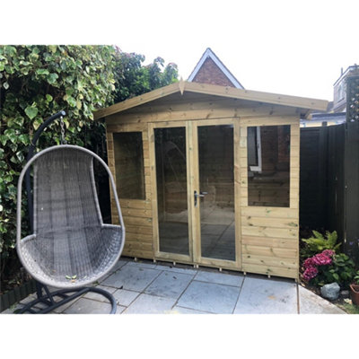 8 x 14 Pressure Treated T&G Wooden Summerhouse + Overhang + Long ...