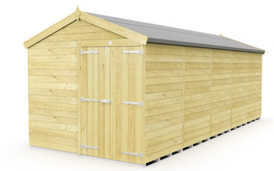 8 x 20 Feet Apex Shed - Double Door Without Windows - Wood - L592 x ...
