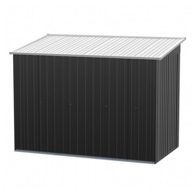 8 x 4 ft Metal Garden Storage Shed Pent Roof Double Lockable Sliding ...