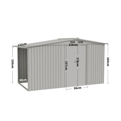 8 x 4 ft Metal Shed Garden Storage Shed Apex Roof Double Door with 4.3 ...
