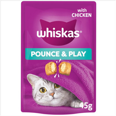 8 x 45g Whiskas Pounce & Play Adult Cat Treats with Chicken 45g | DIY ...