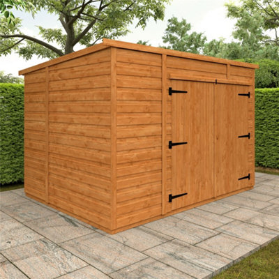 8 x 6 (2.4m x 1.82m) Wooden Tongue & Groove PENT Bike Store With Double ...