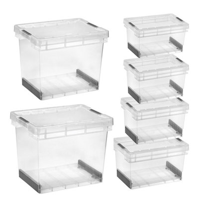 8 x 60L Ultra Resistant Strong Plastic Modular Storage Containers With ...