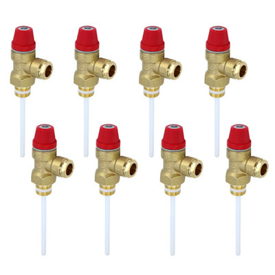 8 x Altecnic Caleffi Temperature & Pressure Relief Valve 1/2" 7 Bar 90 ...
