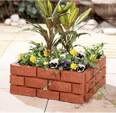 8 x Brick Effect Garden Border Edging Strips - Terracotta Weatherproof ...