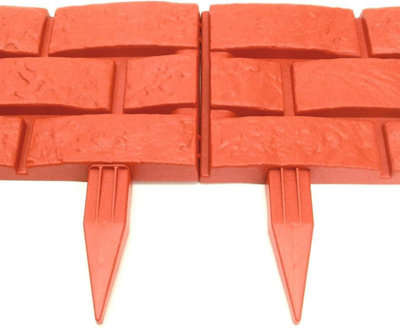 8 x Brick Effect Garden Border Edging Strips - Terracotta Weatherproof ...