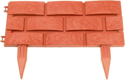 8 x Brick Effect Garden Border Edging Strips - Terracotta Weatherproof ...