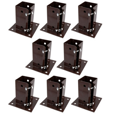 8 x Fence Post Decking Bolt Down Support Holder Clamp For Posts 75mm x 75mm