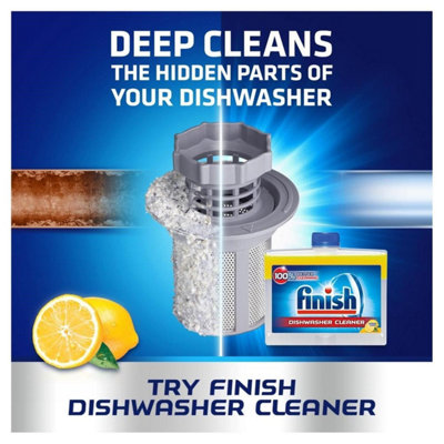 8 x Finish Dishwasher Cleaner Lemon Sparkle 250ml Deep Cleans Grease ...