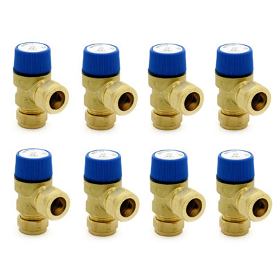 8 X PRESSURE RELIEF VALVE 8 BAR 15MM X 15MM (TRADE PACK)