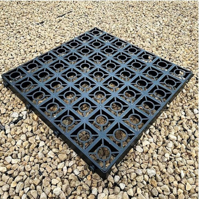 8 x Strong Black Paving Plastic Interlocking Turf, Lawn, Path & Gravel ...