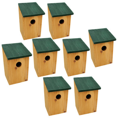 8 x Wild Bird Nesting Nest Box Hotel Wooden Fully Treated With 30mm ...