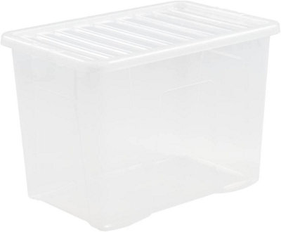 80 L Transparent Storage Boxes with Lids Wham Stackable Pack of 5 ...