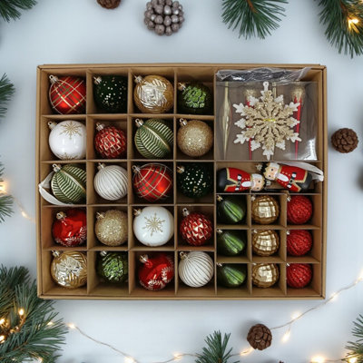 80 Pack Shatter Resistant Traditional Red Baubles