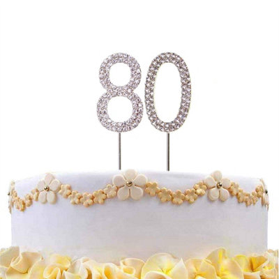 80 Silver Diamond Sparkley CakeTopper Number Year For Birthday ...