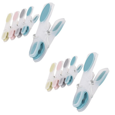 80 x Assorted Coloured Pegs Soft Grip Clear Plastic For Laundry Washing ...