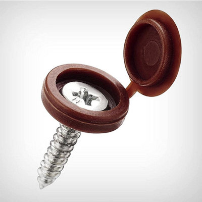 80 x Brown Fold Over Plastic Hinged Screw Cover / 17mm Large Cups & Covers