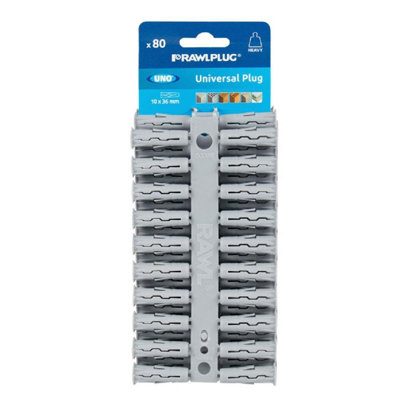 80 x Genuine Rawl Plugs Universal Uno Grey 10 x 36mm Expansion Screw ...