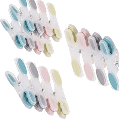 80 x Soft Grip Plastic Clothes Clips Assorted Colours Ideal For Washing ...