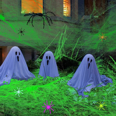 800 sqft Halloween Glow Spider Webs Indoor & Outdoor Spooky Spider ...