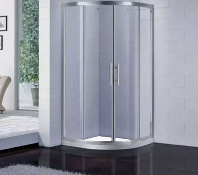 800 x 800 Chrome Quadrant Shower Enclosure and Tray with Riser Kit