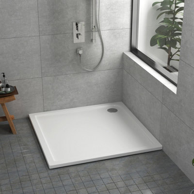 800 x 800mm Square Stone Shower Enclosure Tray Gloss White 40mm Slimline