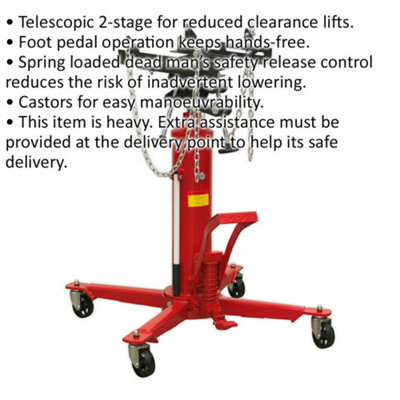 800kg Heavy-Duty Vertical Transmission Jack with 1920mm Height and 2 ...