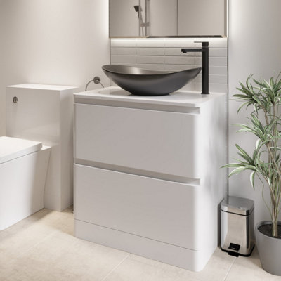 800mm Bathroom Countertop Vanity Unit Oval Basin Sink Freestanding ...