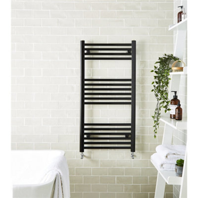 800mm (H) x 400mm (W) - Vertical Black -22mm - Bathroom Towel Rail ...
