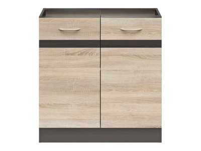 800mm Kitchen Base Unit Cabinet 2 Door 80cm Cupboard Wenge / Oak Effect ...