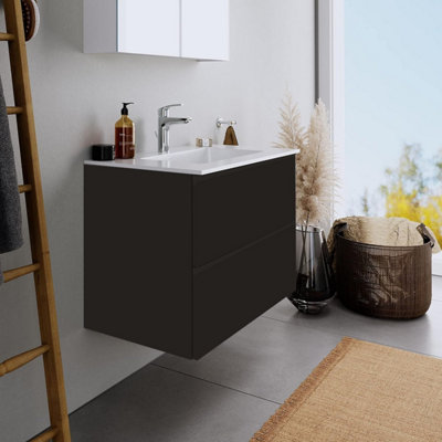 800mm LED Drawers Minimalist 2 Drawer Wall Hung Bathroom Vanity Basin ...