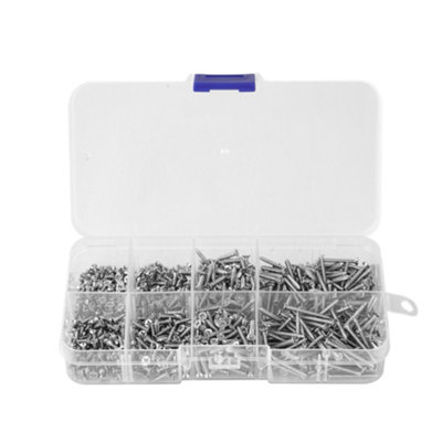 800Pcs Sliver Flat Head Self Drilling Screw Set Wood Screw Carbon Steel ...