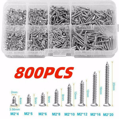 800pcs Stainless Steel Wood Screw Combination Self-tapping Small Metal ...