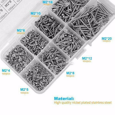 800pcs Stainless Steel Wood Screw Combination Self-tapping Small Metal ...