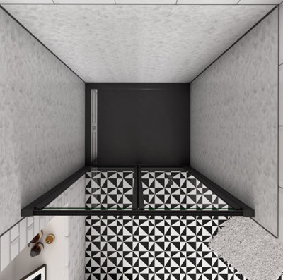 800x1850mm Bathroom Black Framed Bi Fold Shower Door Walk In Screen ...