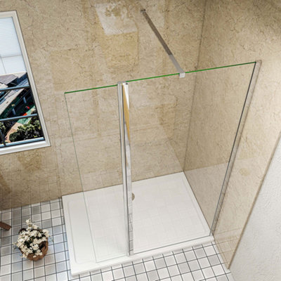 800x1900mm Wet Room Shower Enclosure Screen 300mm Flipper Glass Panel ...