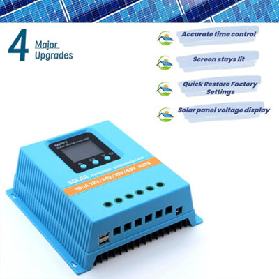 80A MPPT Solar Charge Controller with Auto 12V-48V Voltage & LCD Display