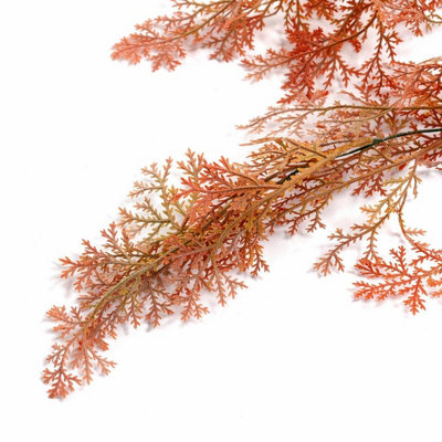80cm Artificial Coral Fern Plant Autumn Orange Hanging Foliage