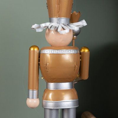 80cm Battery Operated Light up Christmas Gold Nutcracker with LEDs